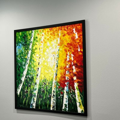 Large Abstract Forest Oil Painting on Canvasgreen Tree Wall - Etsy