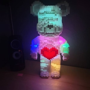 Pink Handmade Rhinestone Bear Brick Figurine Diamond Bear - Etsy