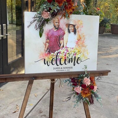 Rustic Wedding Welcome Sign With Picture Wedding Signs Custom Photo ...