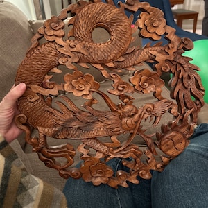 Chinese Dragon Wall Decor 13.5, Dragon Wall Art, Wood Carving, Chinese ...