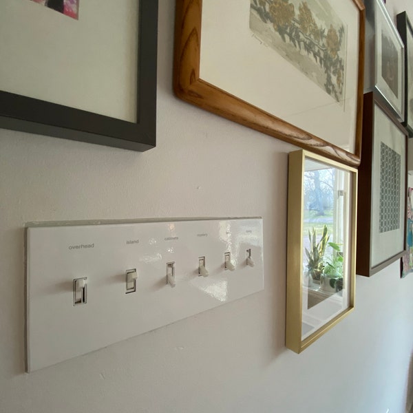 Custom Labeled Metal Toggle Switch Plate: Modern 6 Gang Cover - Etsy