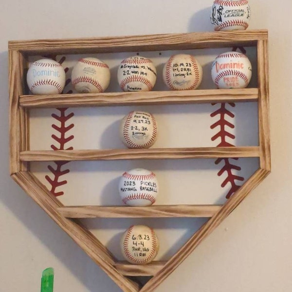 Rustic Baseball and Ring Display - Holds 22 Rings/medals and 11 ...