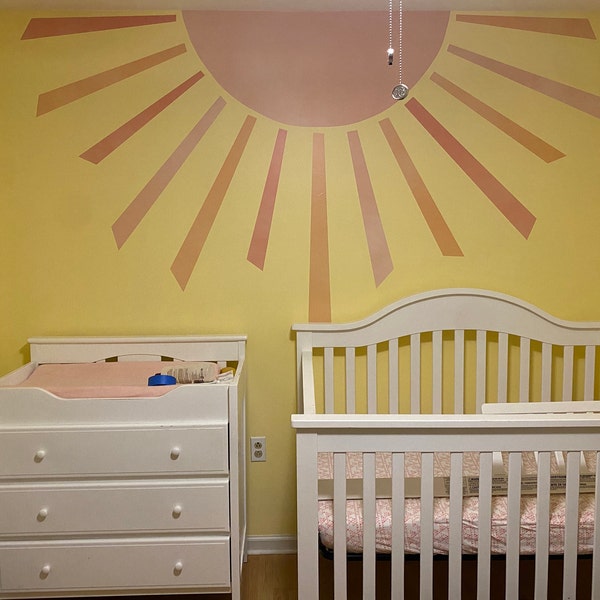 Big Yellow Rising Sun Wall Decal, Plastic-free Wall Sticker - Etsy