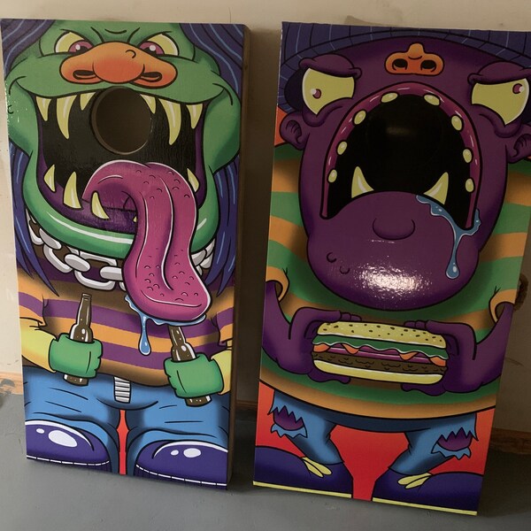Party Monster Cornhole Decals - Bags - Original Illustration Vinyl ...