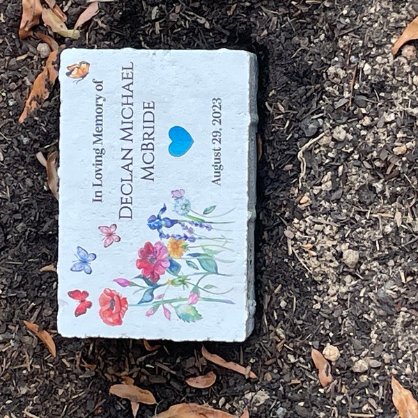 Personalized Memorial Stone: Forget-me-nots Concrete Paver, Sympathy ...