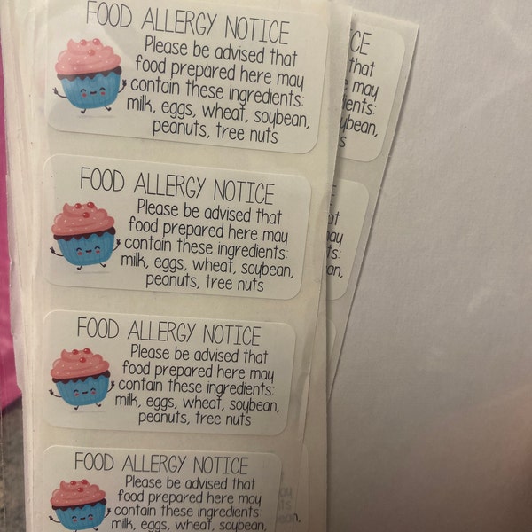 Cute Allergen Stickers, Small Food Labels, Bakery Stickers - Etsy
