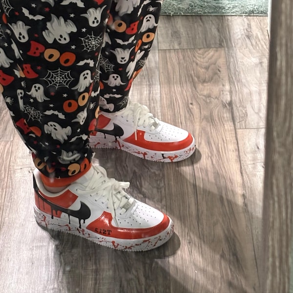 Orange Splash Air Force One Hand Painted Black Drip Air Force 1 Custom ...