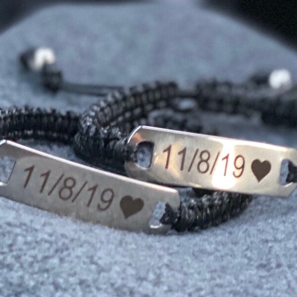 Distance Custom Couple Bracelets Set of 2 Bracelet Personalized His ...