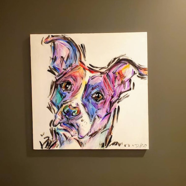 Dog Art, Custom Dog Paintings, Custom Pet Portrait, Animal Art, Acrylic ...