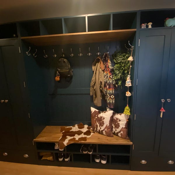 Boot Room Farrow & Ball Stiffkey Blue Flexible Cupboard,storage Shelves ...