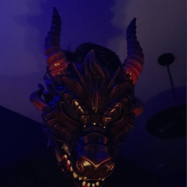 Kitsune Half Mask, Japanese Fox Half Mask, Orange Fox Mask, the Nine ...