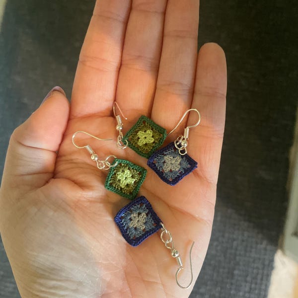 Micro Crochet Daisy Earrings, Retro Crochet Jewellery, Crochet Flower ...