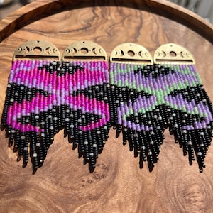 Beaded Fringe Earrings Pattern, Aurora, Northern Lights, PDF File ...