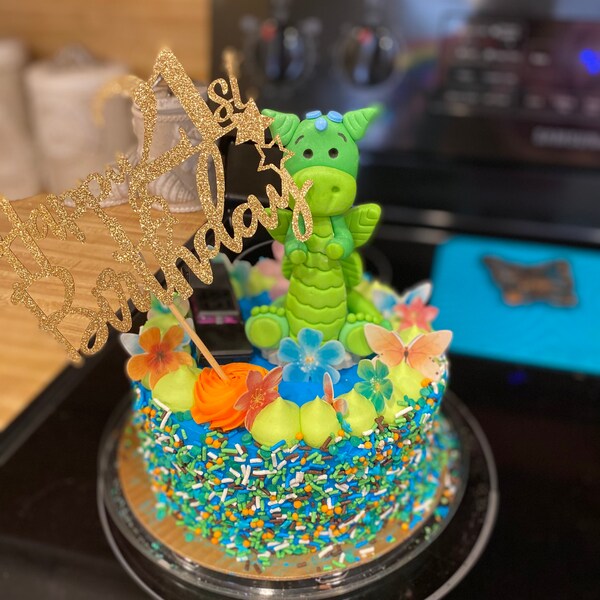 Dragon Cake Topper, Cake Topper Dragon,birthday Cake Topper, Fondant ...