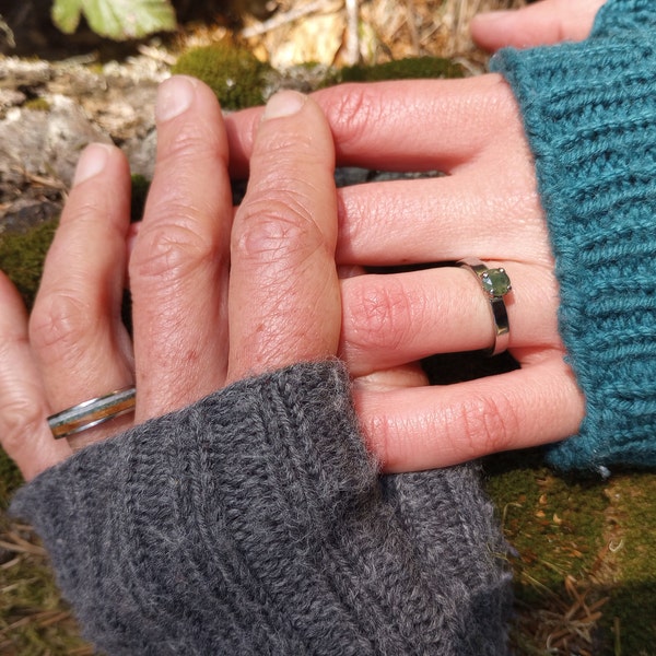 Moss Agate Engagement Ring With Matching Wedding Band - English Oak ...