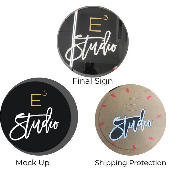 Round Acrylic Name Sign, 12" to 32" - Custom Circle 3d Modern, Business ...
