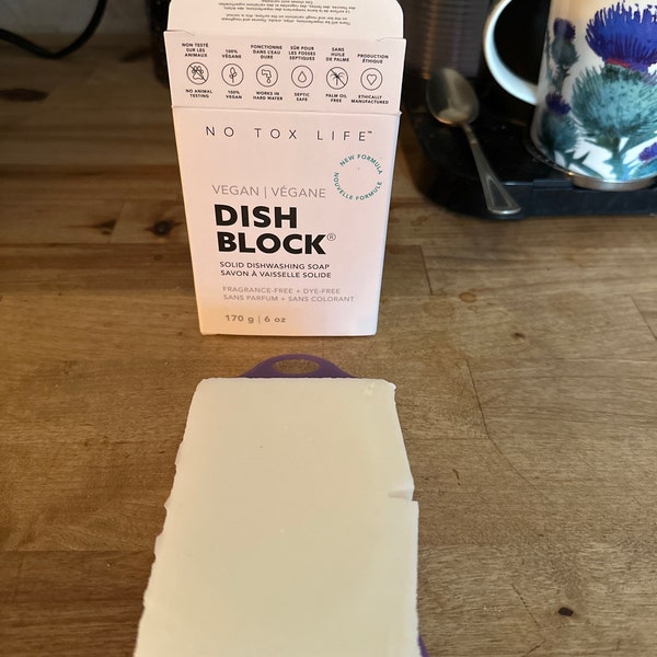 DISH BLOCK® Solid Dish Soap + Moso Bamboo Shelf + Brush - No Tox Life ...