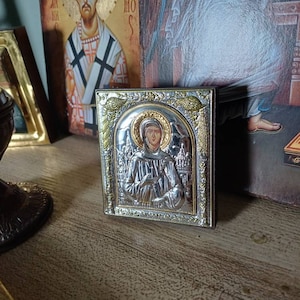 Virgin Mary Three-handed Silver Christian Orthodox Icon / Greek ...