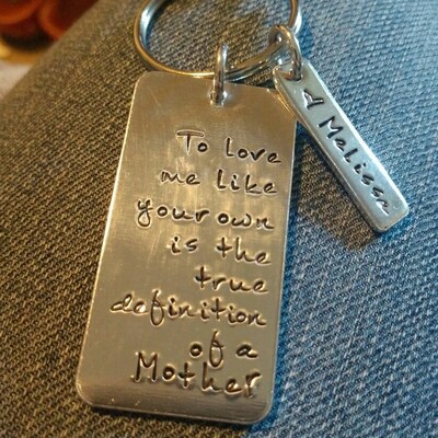 Mother, Step Child, Hand Stamped, Step Mom, Keychain, Mom, Mommy Key ...