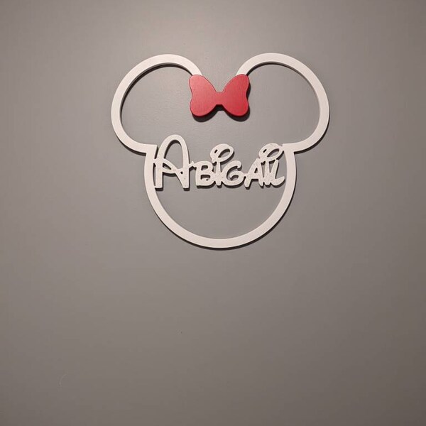 Disney Minnie Mouse, Wooden Minnie Mouse With Bow, Wooden Name Sign ...