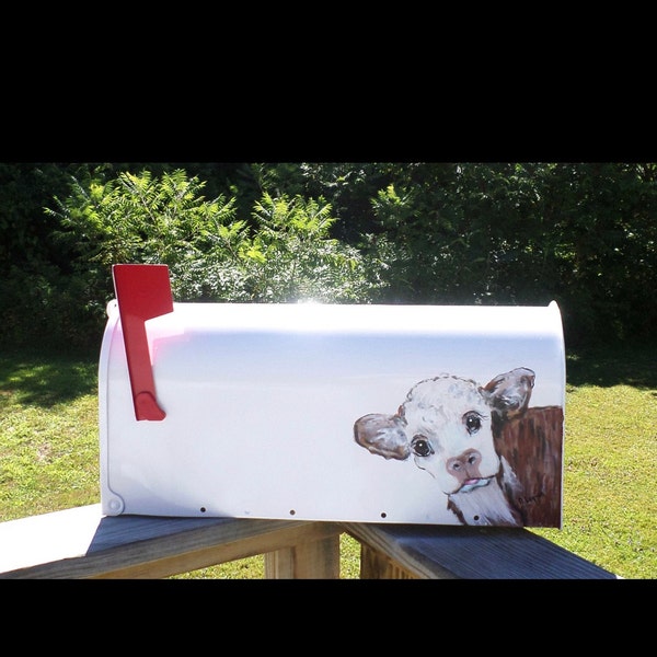 Hand Painted Mailbox, Custom Mailbox, Cow Art, Cows, Painted Mailbox ...