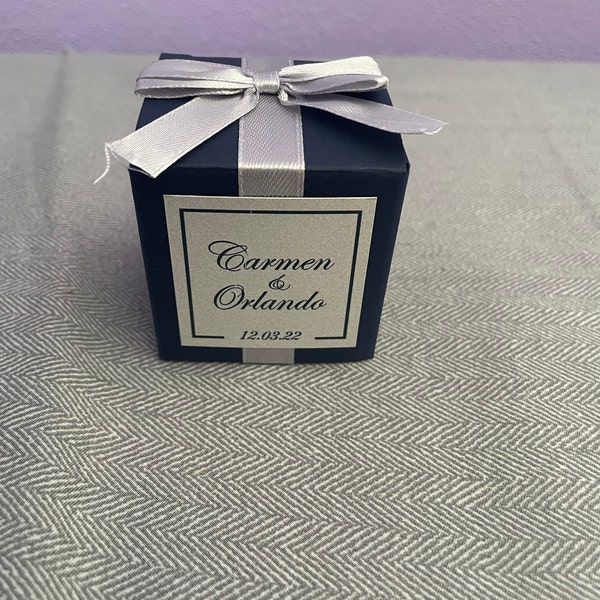 Navy Blue Wedding Favor Boxes for Guests. Elegant Wedding Bonbonniere ...