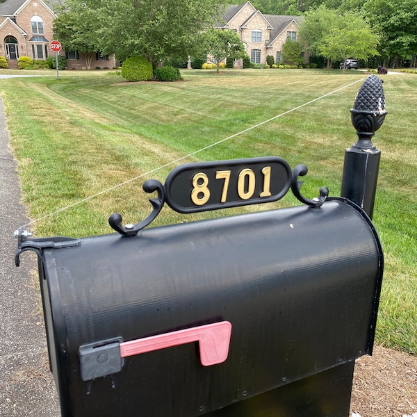 Mailbox Address Number Plate 1 With Brass Numbers | Rust-proof Cast ...