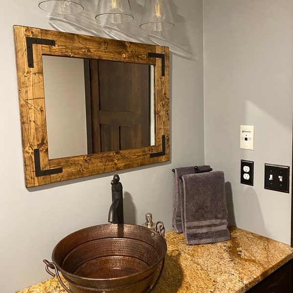 RUSTIC DISTRESSED Mirror, Wall Mirror, Bathroom Mirror, Wood Frame ...