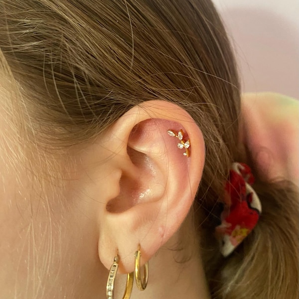 Titanium Vertical Dangle Hidden Helix Piercing, Threaded Flat Back Stud ...