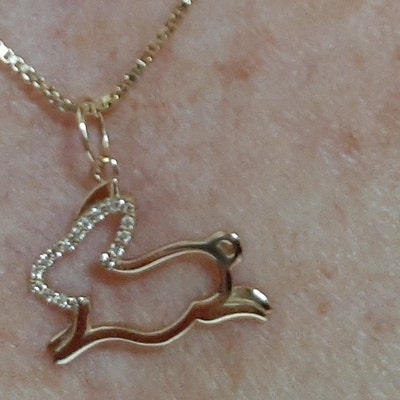 Cute Running Rabbit Charm Pendant Necklace, 14k 18k 10k Gold Diamond ...