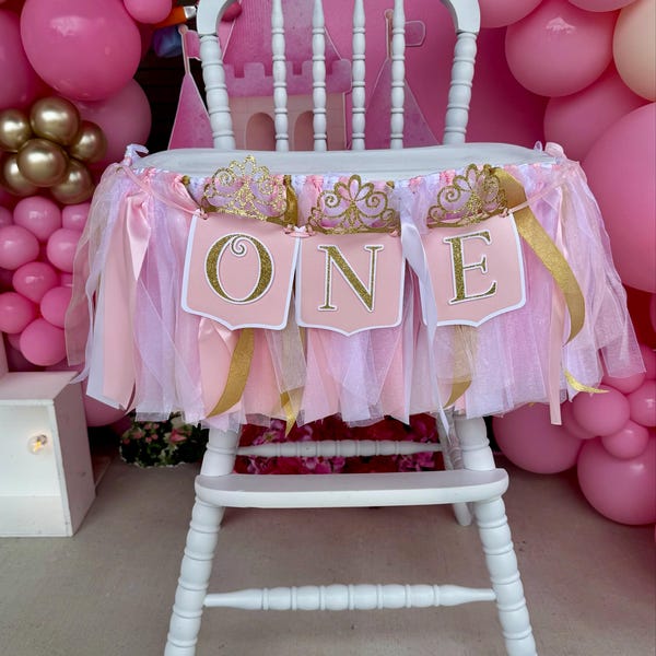Princess Crown Banner, Princess First Birthday, Princess High Chair ...