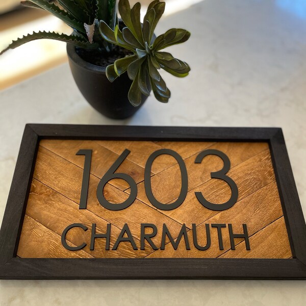 Framed House Numbers Sign Horizontal Number Vertical, Square Custom ...
