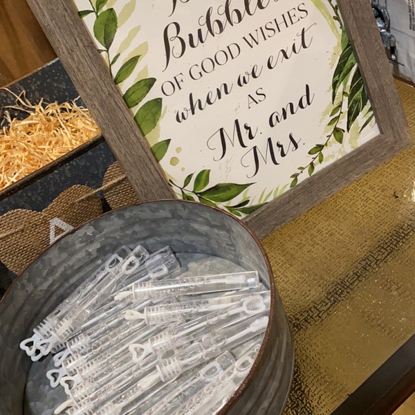 Printable Wedding Bubbles Sign - Green Wreath Bubbles Sign - Watercolor ...