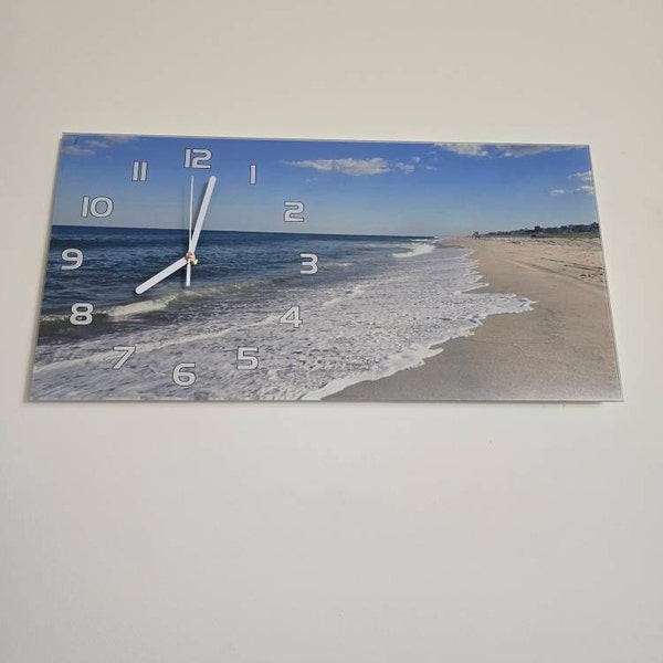 Blue Glass Clock, Blue Printed Clock, Solid Color Modern Wall Clock ...