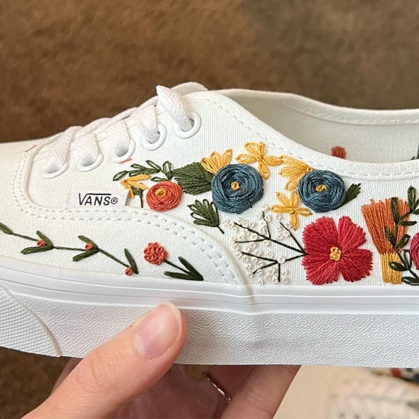 Embroidered Vans Shoes, Custom Hand Embroidery to Order, Personalized ...