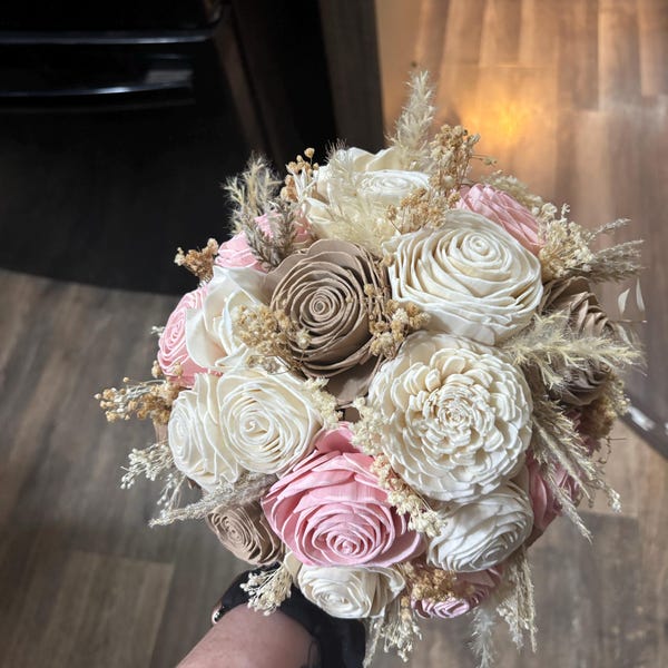 Wedding Bouquet, Bridal Bouquet, Sola Flower, Wedding Flower, Wooden ...