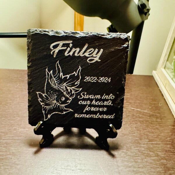 Custom Engraved Slate Beta Fish Memorial Plaque (4x4) - Etsy