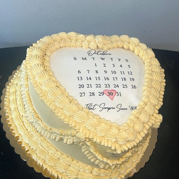 Calendar Cake Topper - Edible Image for Heart Round or Sheet Cakes - Etsy