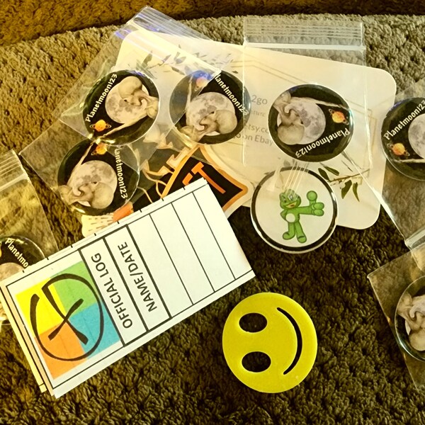 Geocache Swag Tokens Double Resin Dome Covering Color Printed Images ...