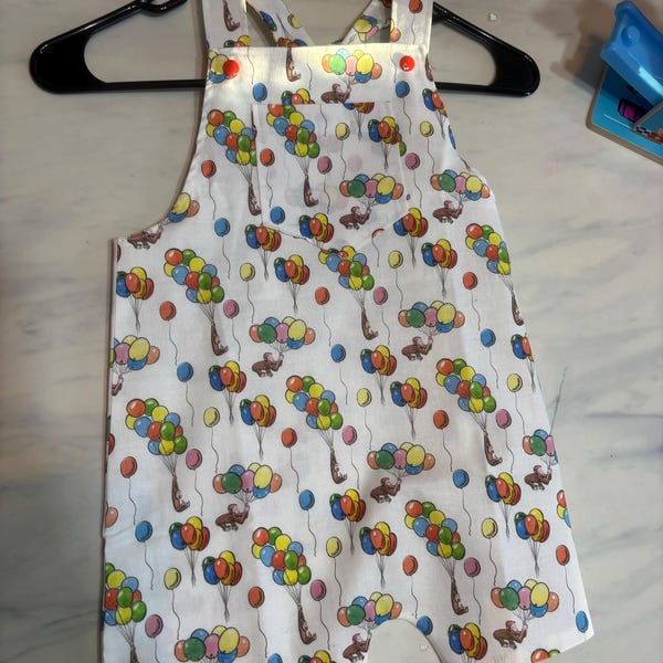 Birthday Balloons Overall Short Romper Made With Vintage Licensed ...