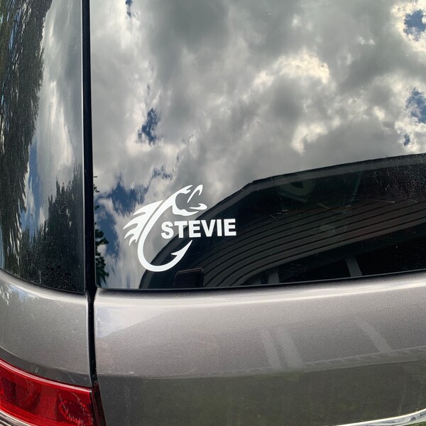 Fishing Hook Vinyl Decal | Custom Fishing Decal | Fish Hook Name ...