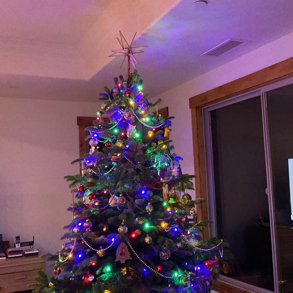 Tree Topper Large, Iridescent Clear Stained Glass, Moravian Star, Tree ...