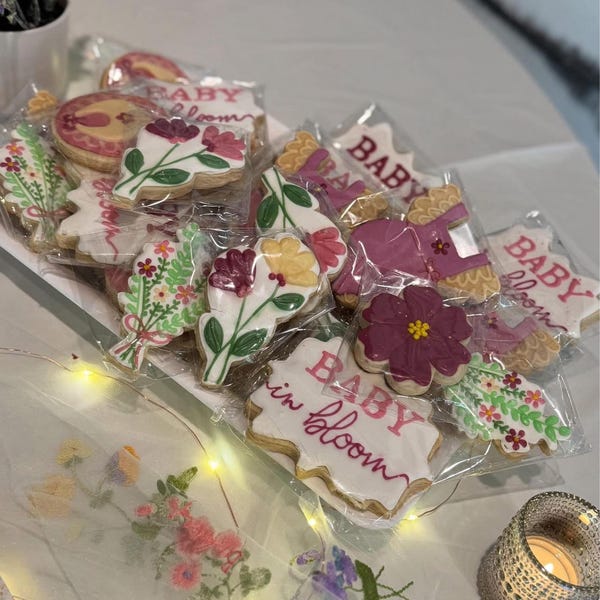1 Dozen Baby in Bloom Cookies! Several Styles and Custom Colors - Etsy