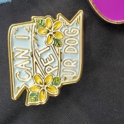 Can I Pet Ur Dog Soft Enamel Pin, Funny Lapel Pin Badge for Dog Lovers ...