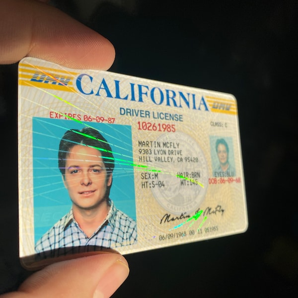 Marty Mcfly ID CARD - Back to the Future - Michael J Fox - License ...