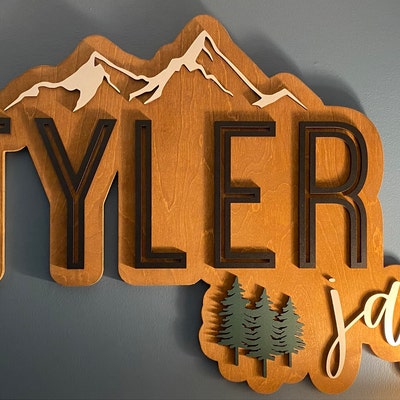 Mountains Name Sign Large Wood Name Sign Nursery Name Sign - Etsy