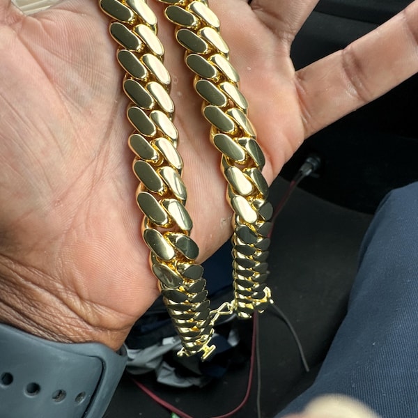 Cuban Link Chain 15MM Solid Handmade Jewelry Miami Style, Gift Birthday ...