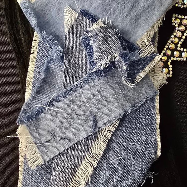 100 COUNT Denim Blue Jean Fabric Ribbon Scraps Lightweight Denim - Etsy