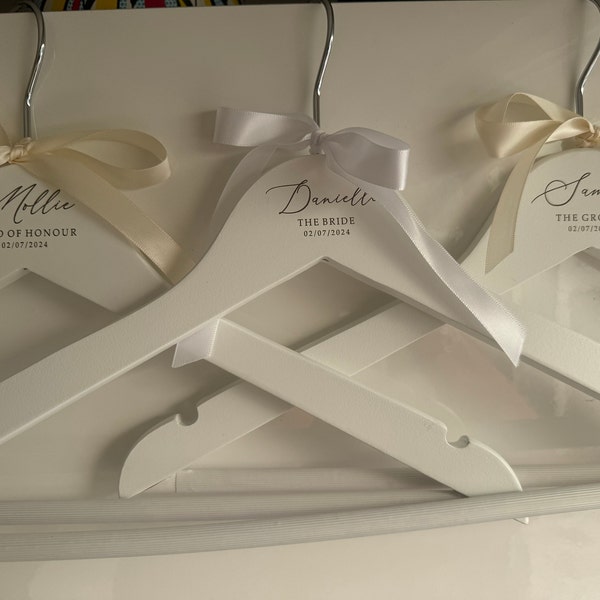 Engraved Hangers for Wedding, Personalised White Coat Hanger for Bride ...