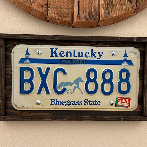 Custom Rustic Empty Wood License Plate Display Frame With Key Hooks ...